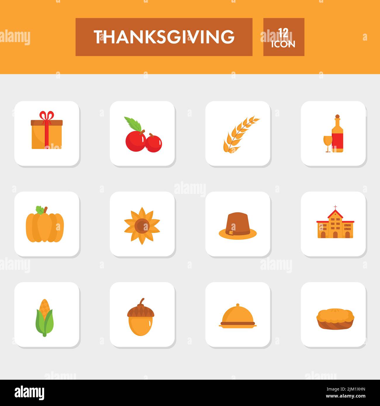 Flat Style Thanksgiving Square Icon Set Stock Vector Image & Art - Alamy