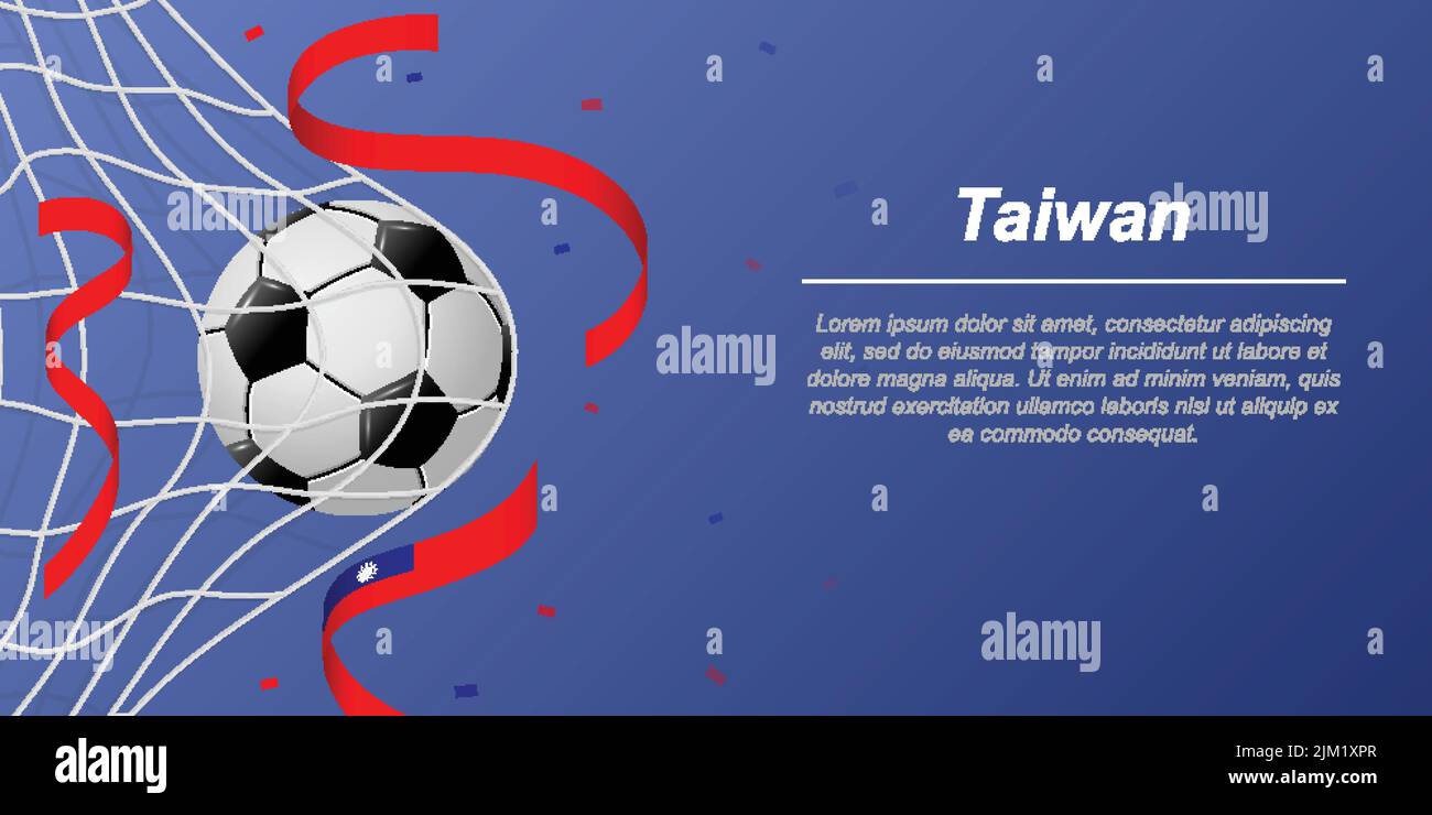 Soccer background with flying ribbons in colors of the flag of Taiwan ...