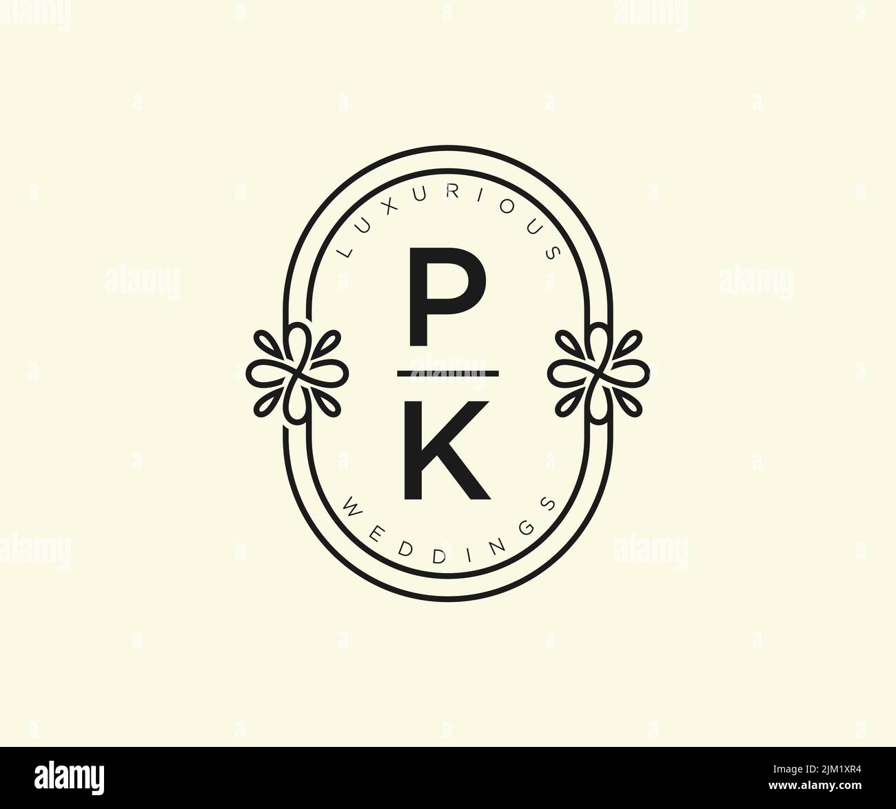 PK Initials letter Wedding monogram logos template, hand drawn modern ...