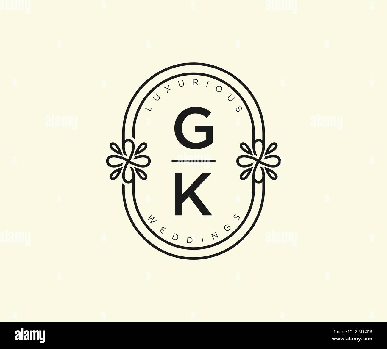 GK Initials letter Wedding monogram logos template, hand drawn modern ...