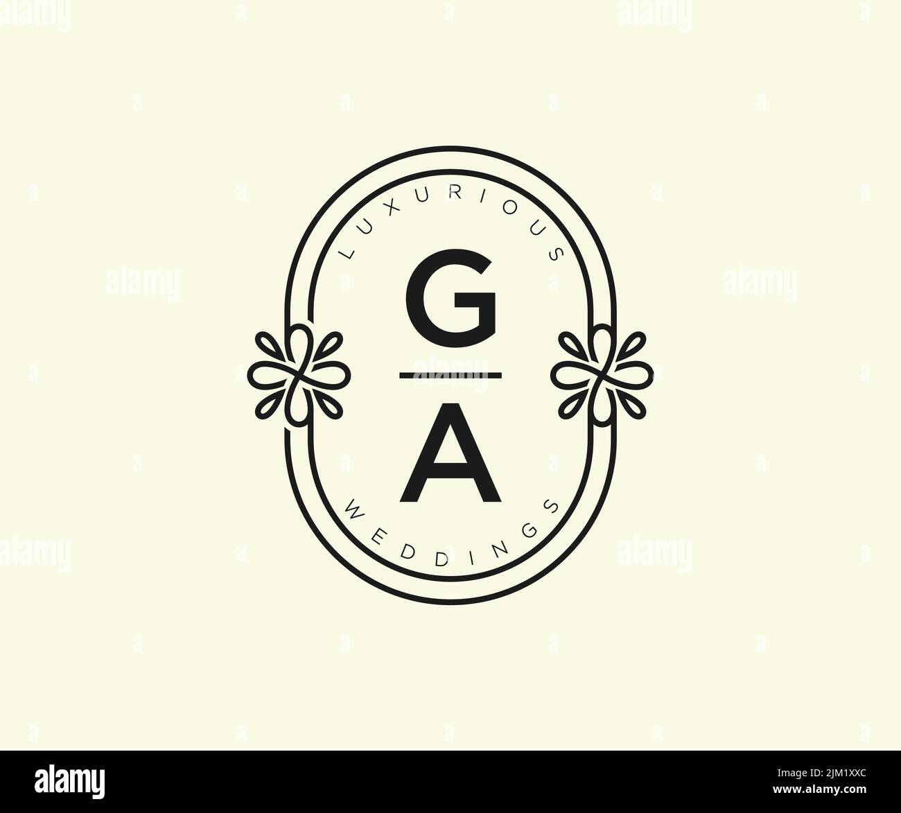 GA Initials letter Wedding monogram logos template, hand drawn modern ...