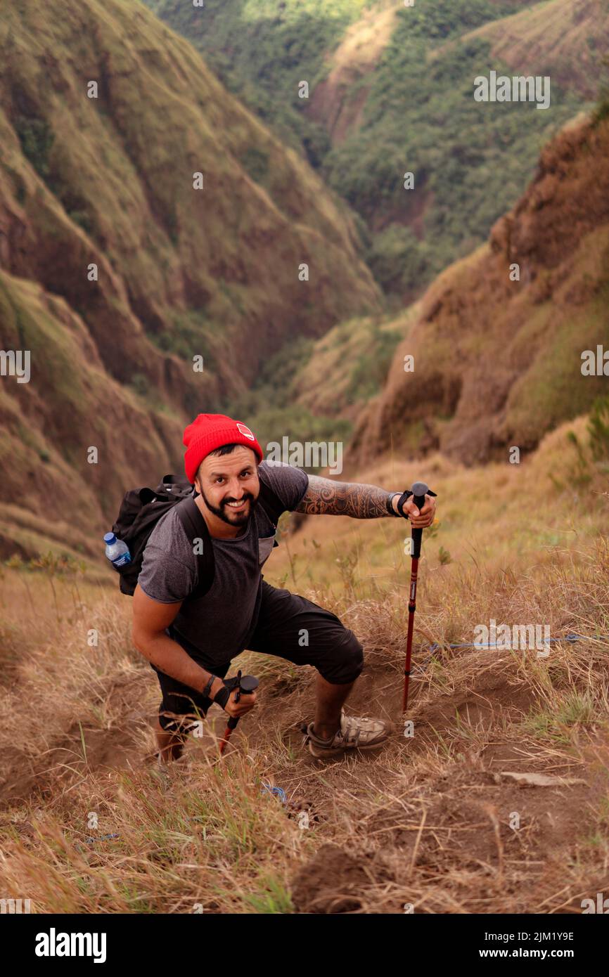 Man walks trekking in hi-res stock photography and images - Alamy