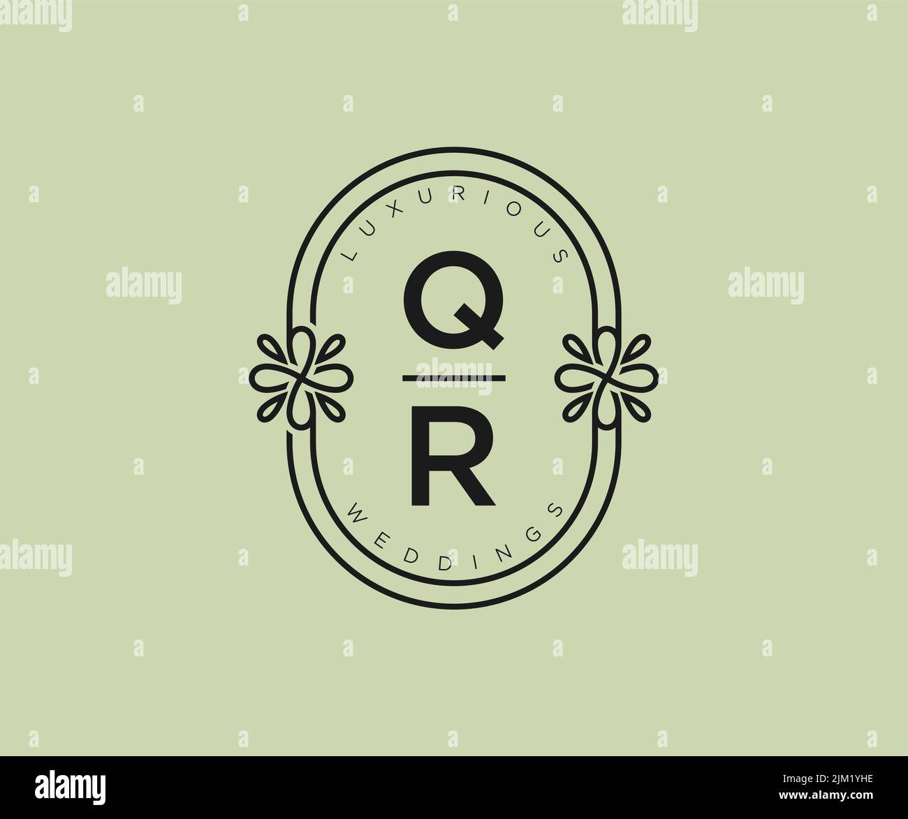 QR Initials letter Wedding monogram logos template, hand drawn modern minimalistic and floral ...