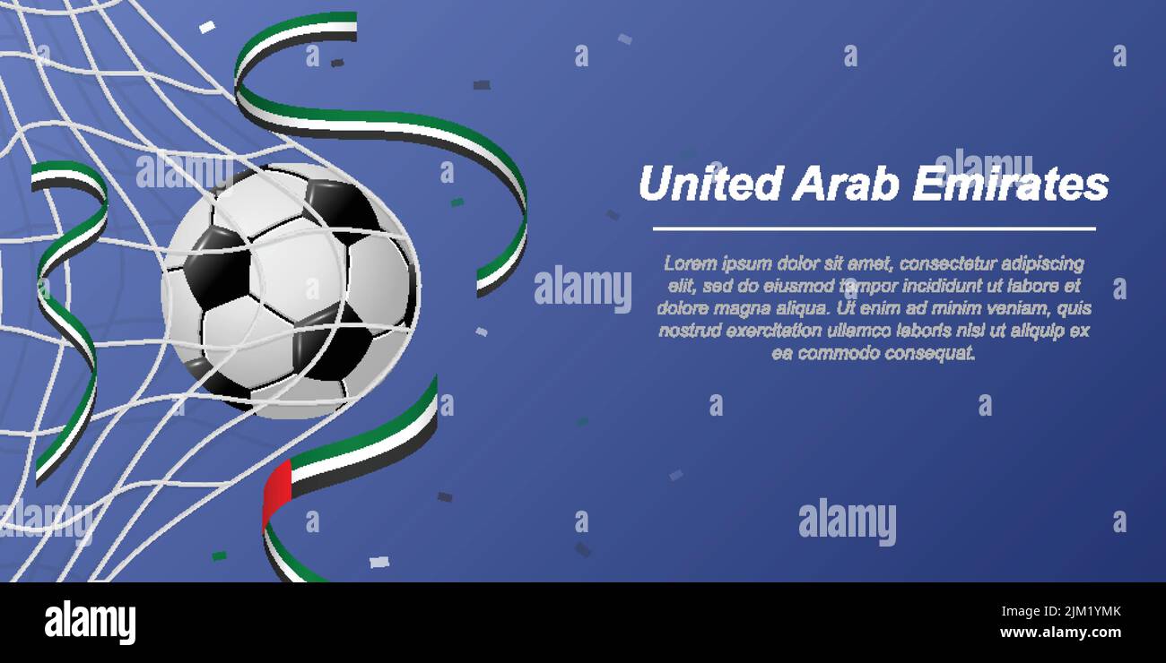 Soccer background with flying ribbons in colors of the flag of United ...