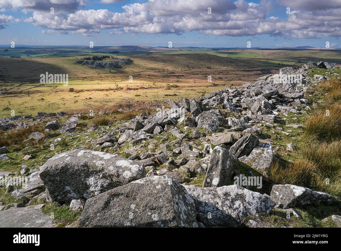 A spectacular view from the summit of Stowes Hill over the rugged ...