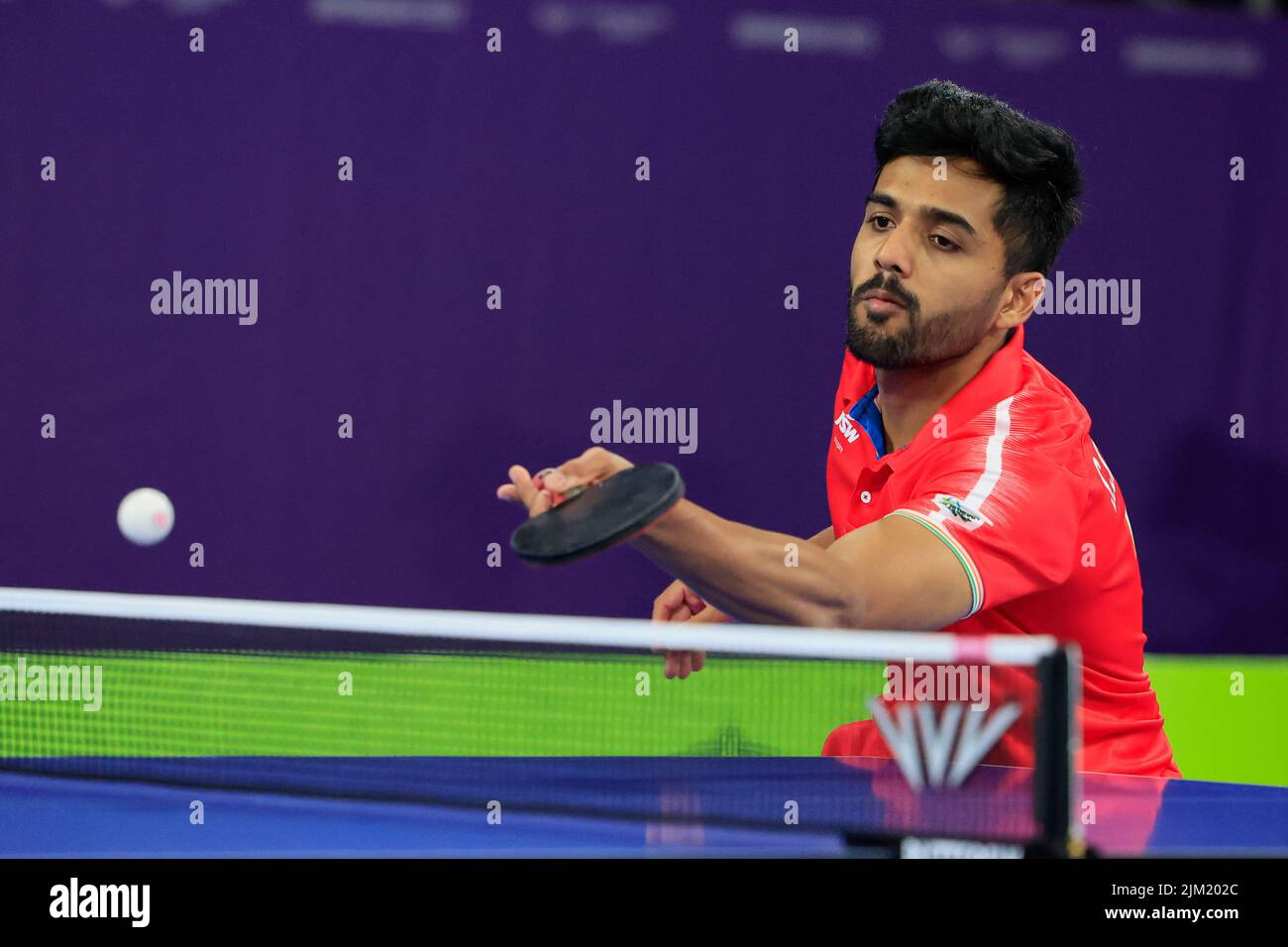 Sanil Shetty of India makes a return of serve Stock Photo - Alamy