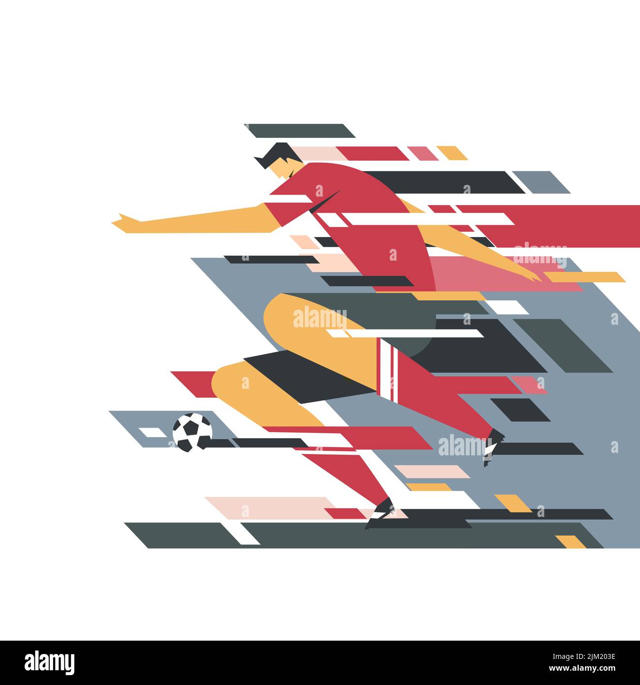 Stylised illustration of a football player in action with motion blur ...