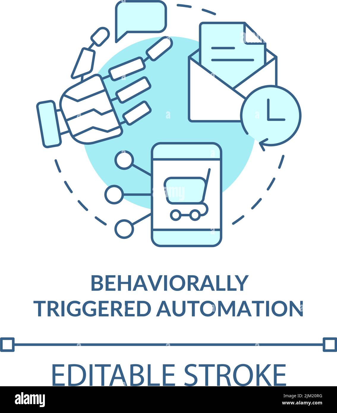 Behaviorally triggered automation turquoise concept icon Stock Vector ...
