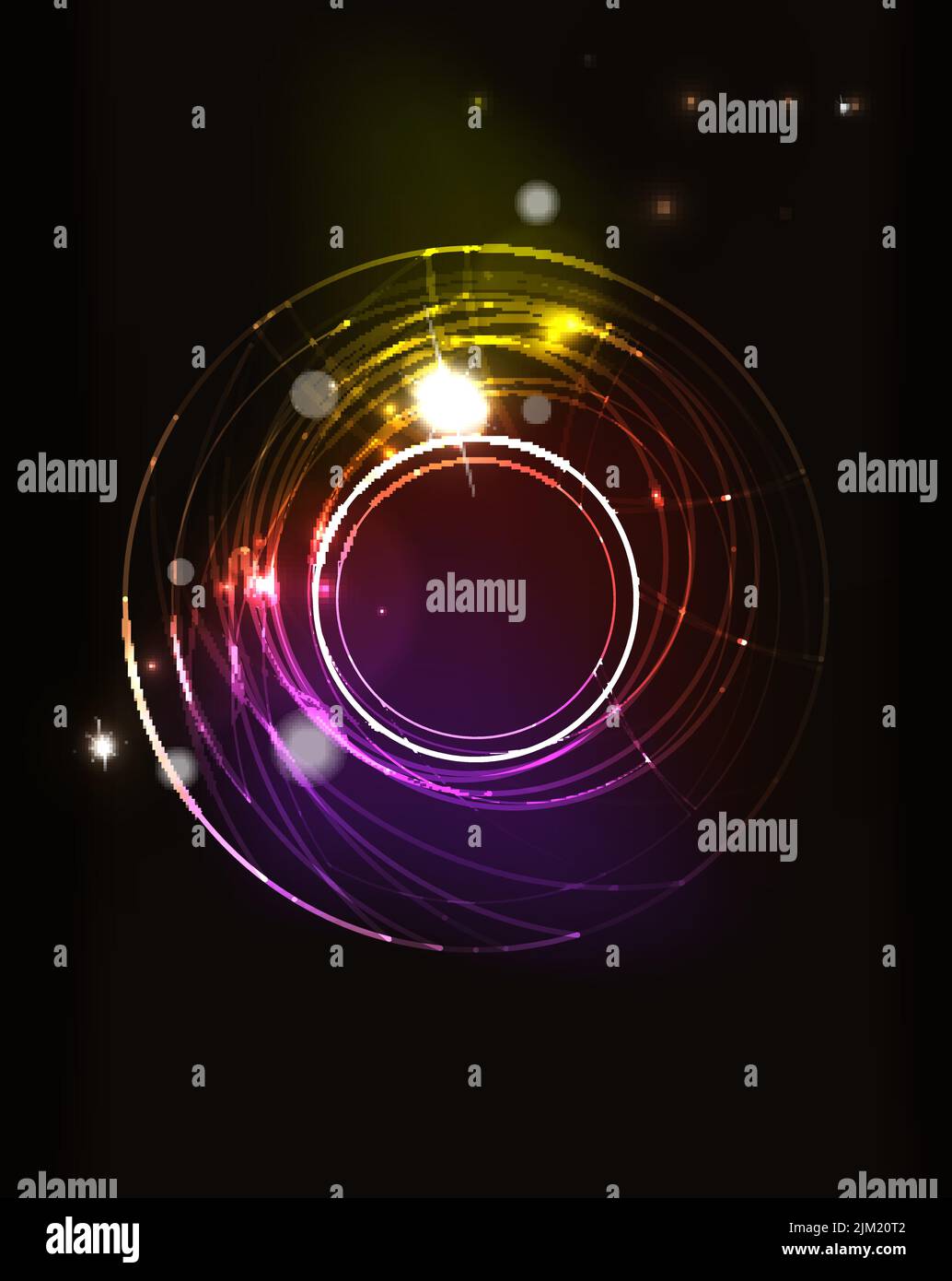 Glowing circle and blending colors in dark space. Vector illustration ...