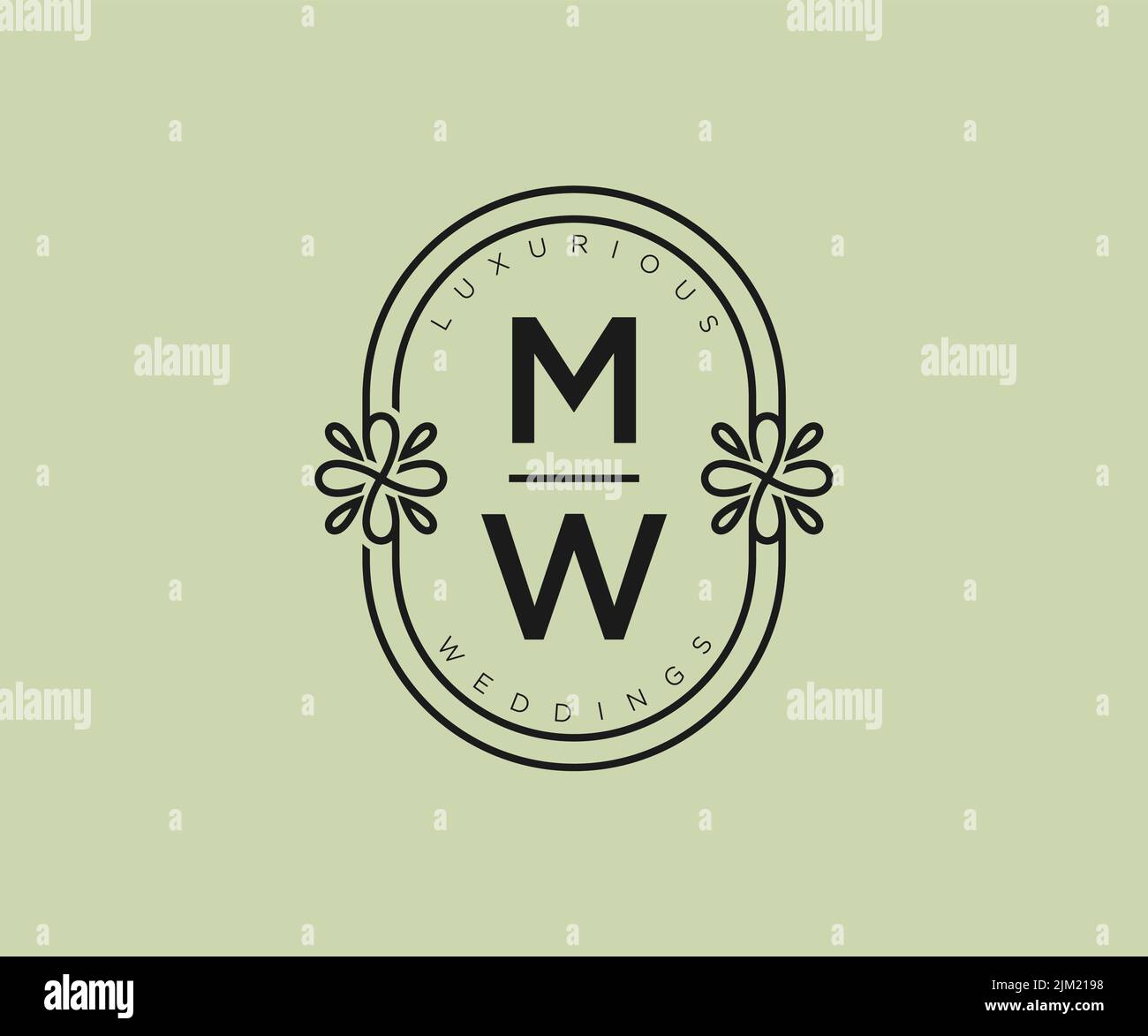 MW Initials letter Wedding monogram logos template, hand drawn modern ...