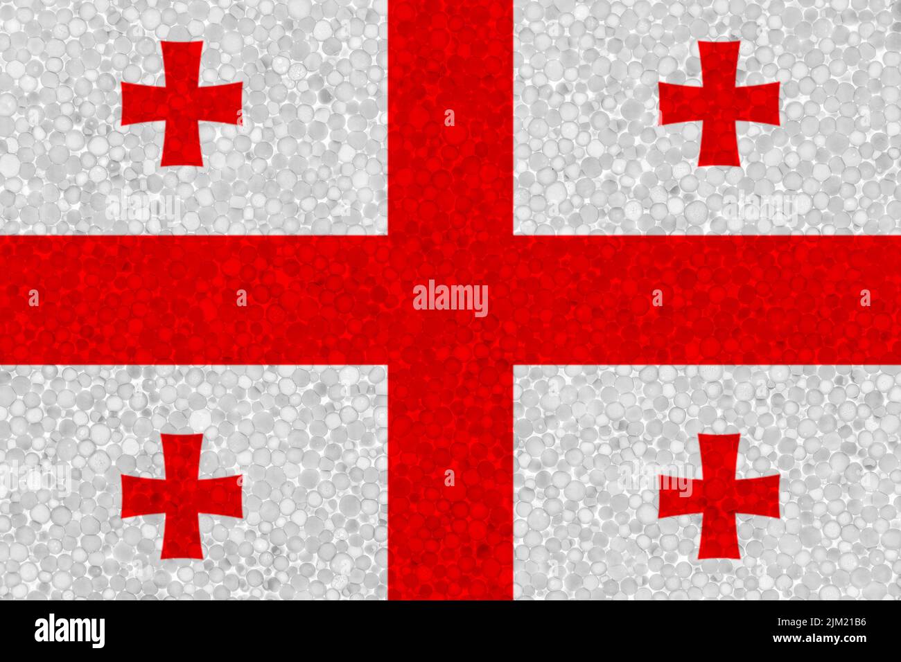 Georgia flag on styrofoam texture. national flag painted on the surface ...