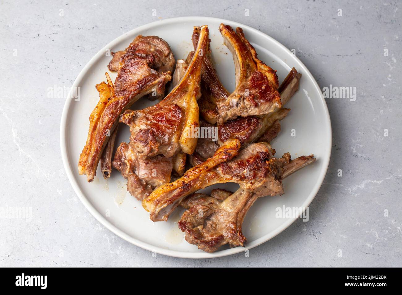 Grilled lamb chops in delicious view, Turkish name; izgara pirzola ...