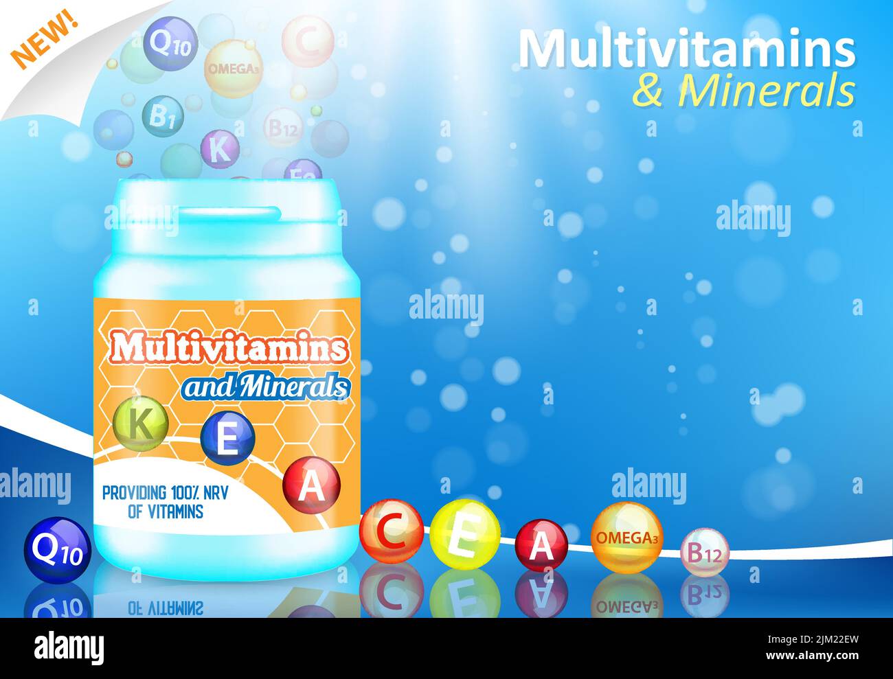Vitamin and mineral complex advertising poster banner template ...