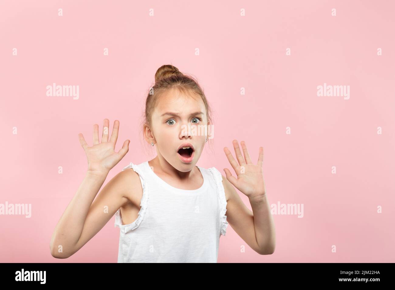 surprised shocked cute girl gasping emotional face Stock Photo - Alamy