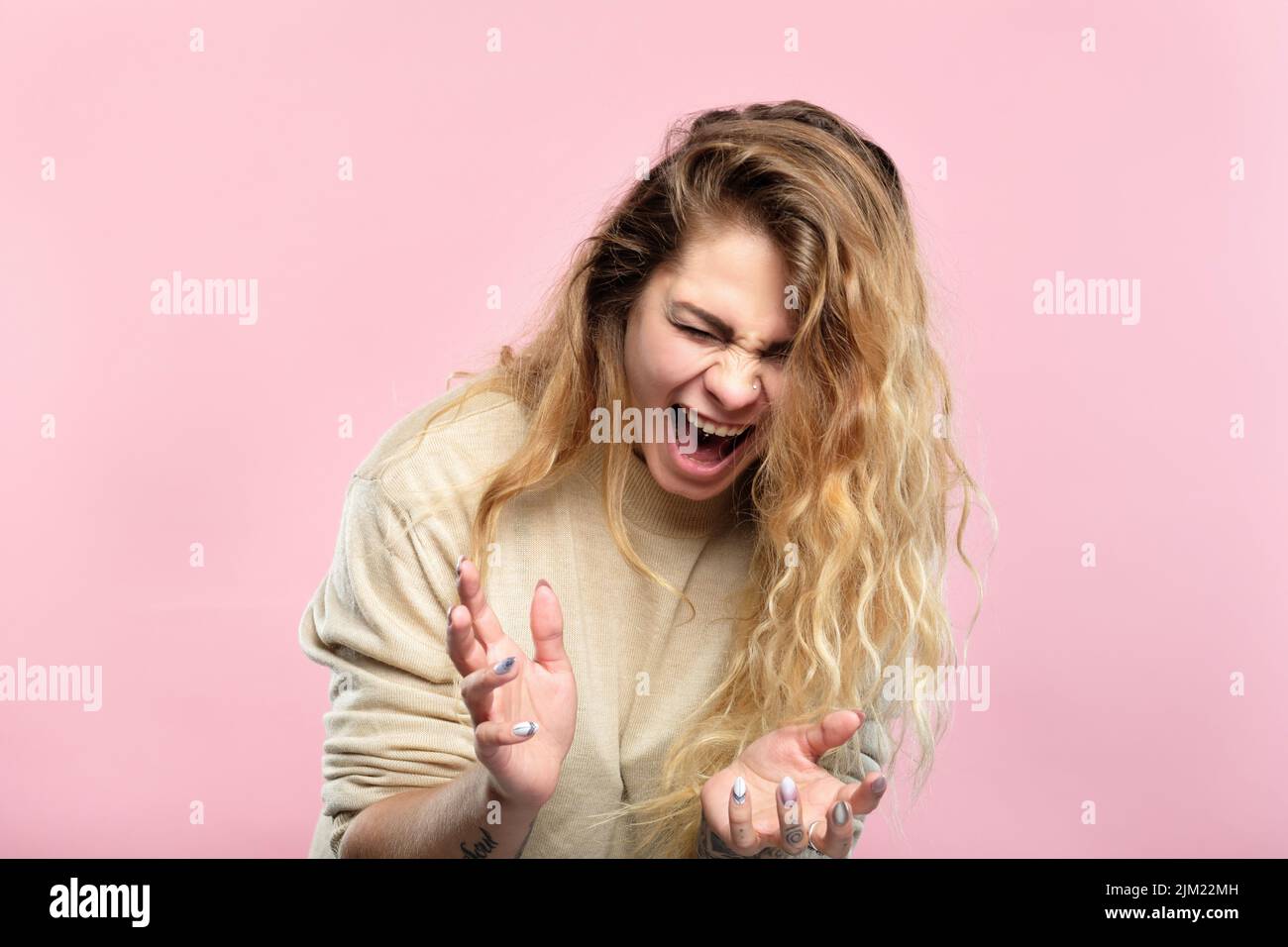 stress emotional breakdown expression woman scream Stock Photo - Alamy