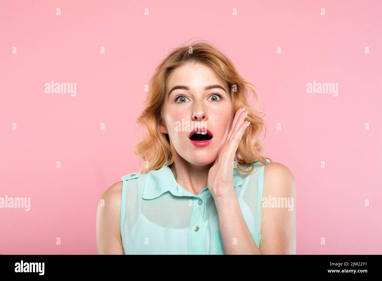 surprised astonished overwhelmed girl reaction Stock Photo - Alamy