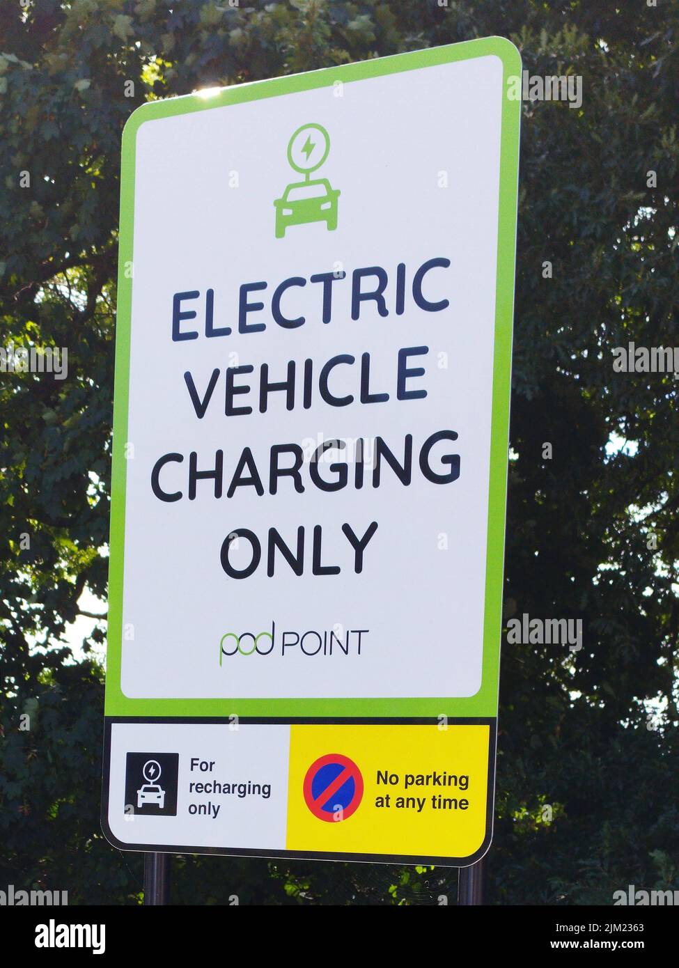 EV (electric vehicle) charging point sign by Podpoint at the University ...
