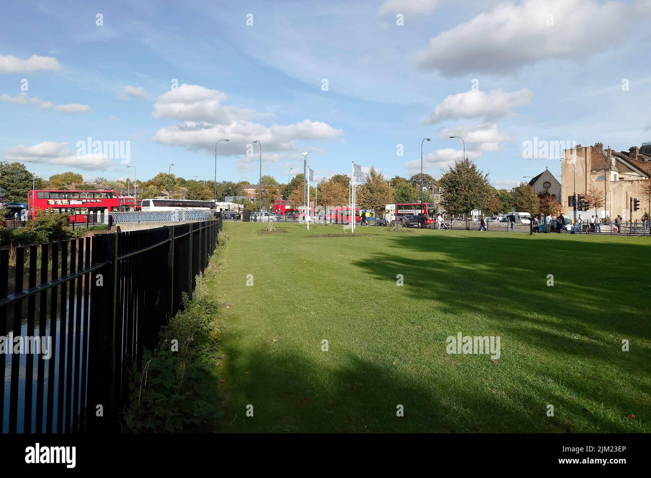 View from beside the River Ravensbourne, looking towards Lewisham ...