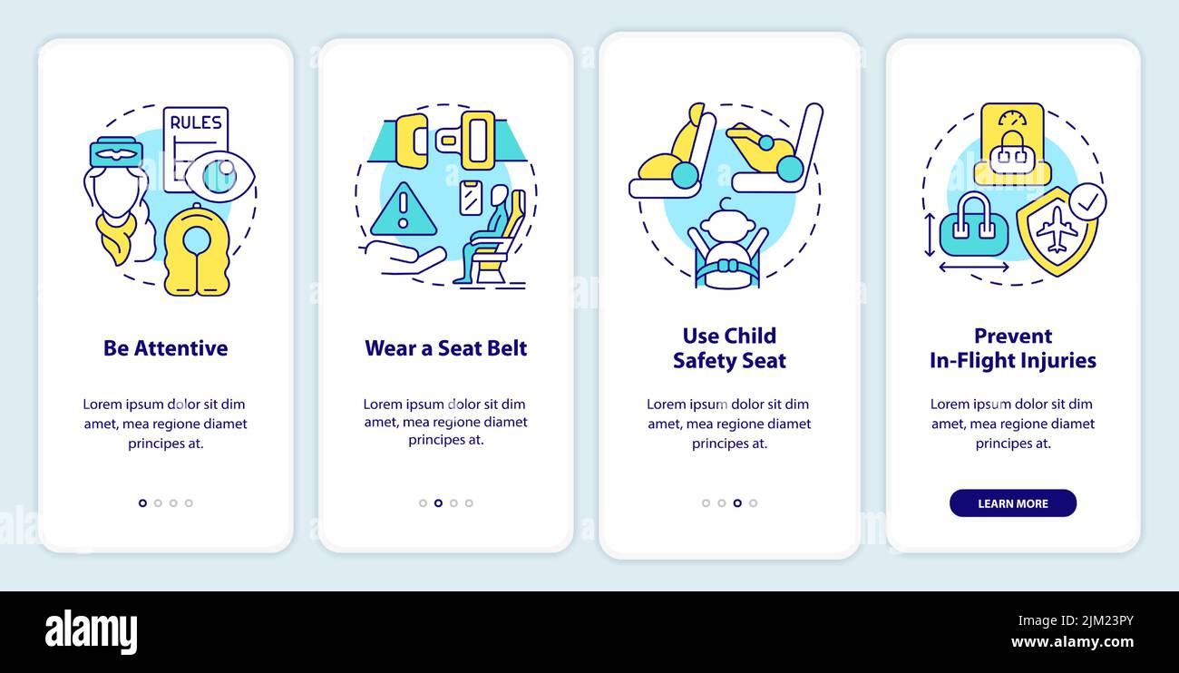 Passenger Safety Tips Onboarding Mobile App Screen Stock Vector Image