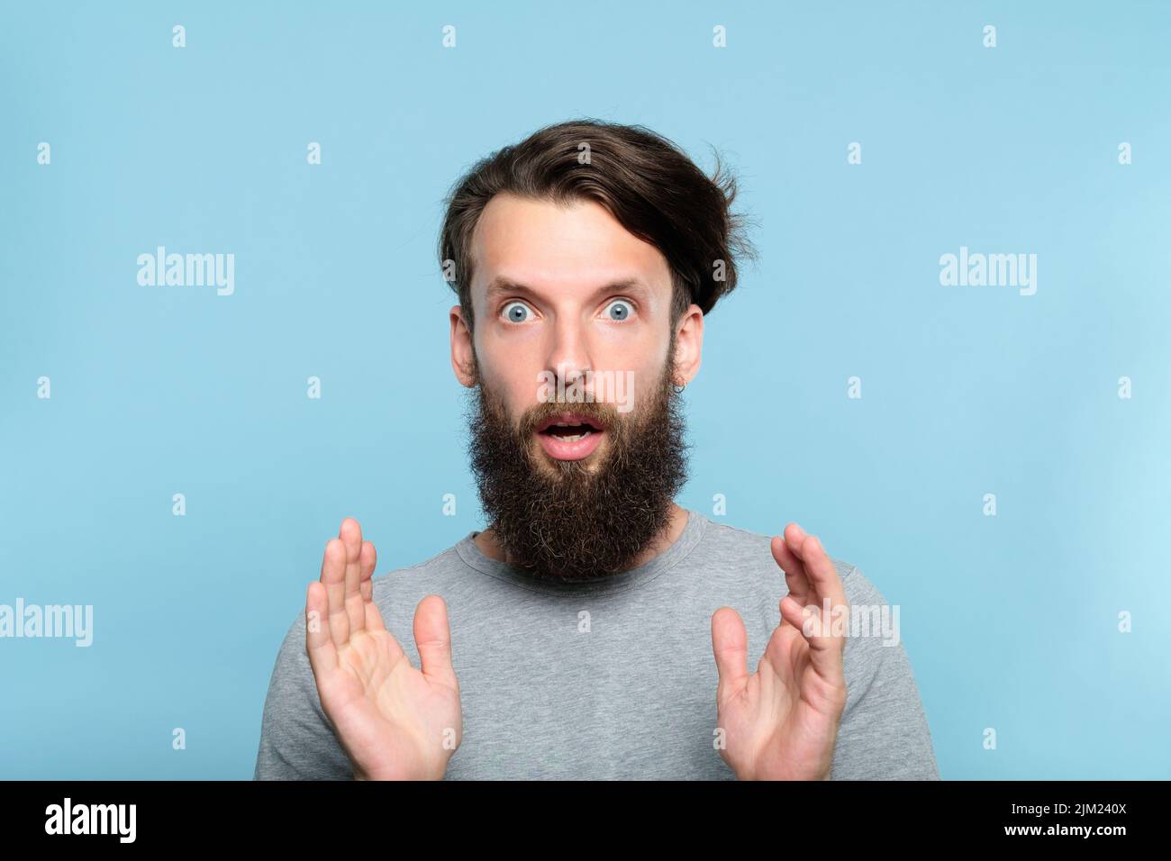 omg unbelievable shock man open mouth emotion Stock Photo - Alamy