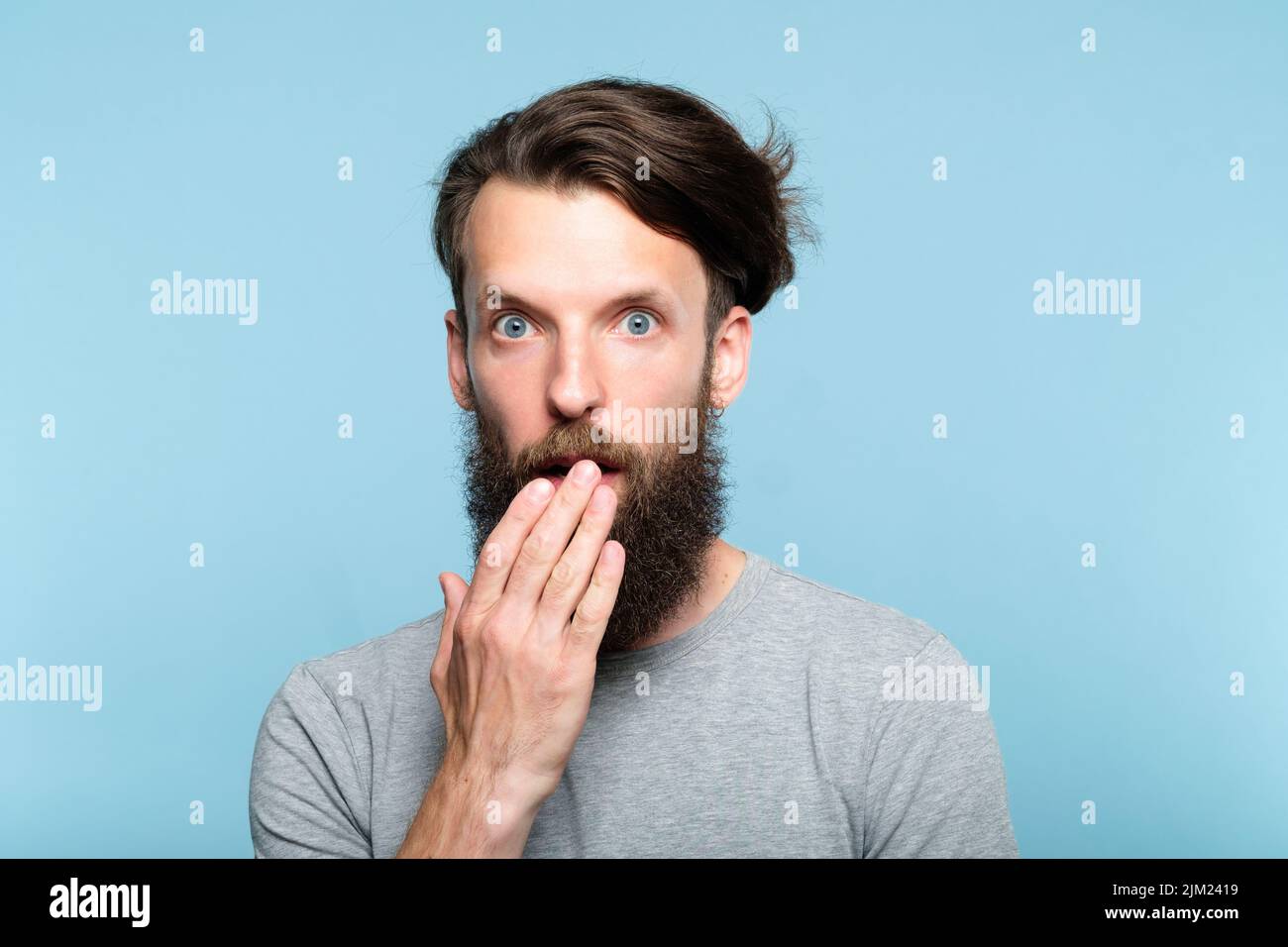omg shocked dumbfounded man open mouth emotion Stock Photo - Alamy