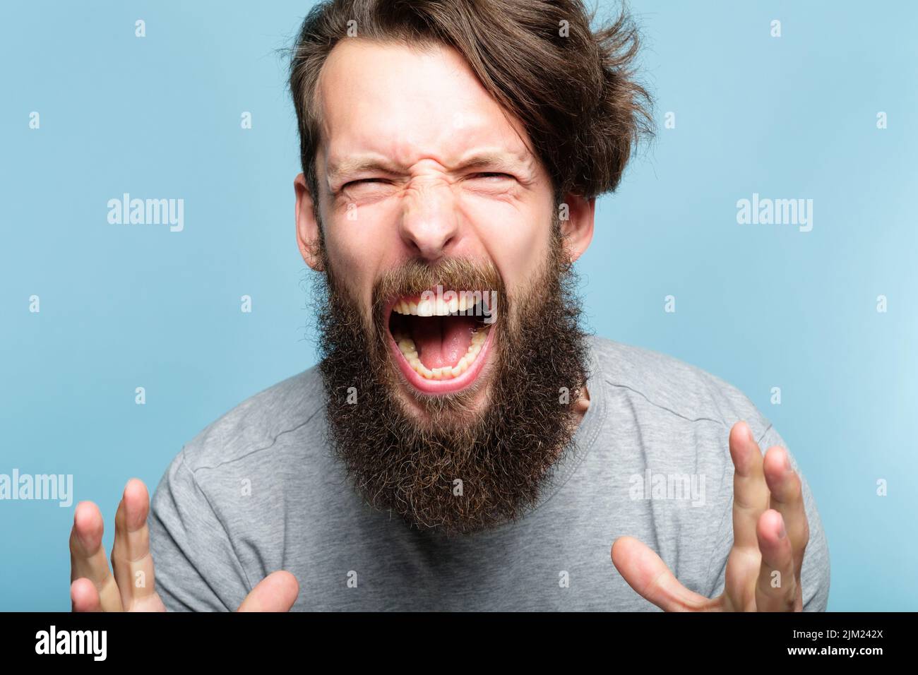 anger fury emotional breakdown enraged man scream Stock Photo - Alamy