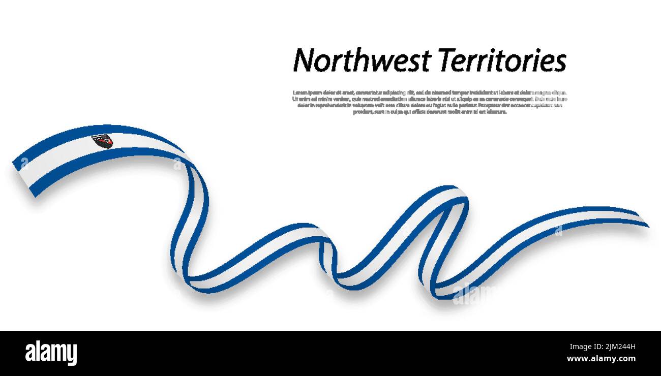 Waving ribbon or stripe with flag of Northwest Territories is a ...