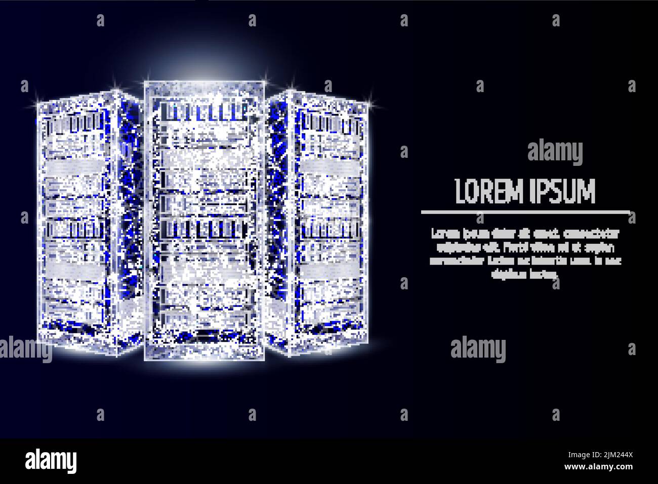 Server racks low poly wireframe mesh made of points, lines and shapes ...