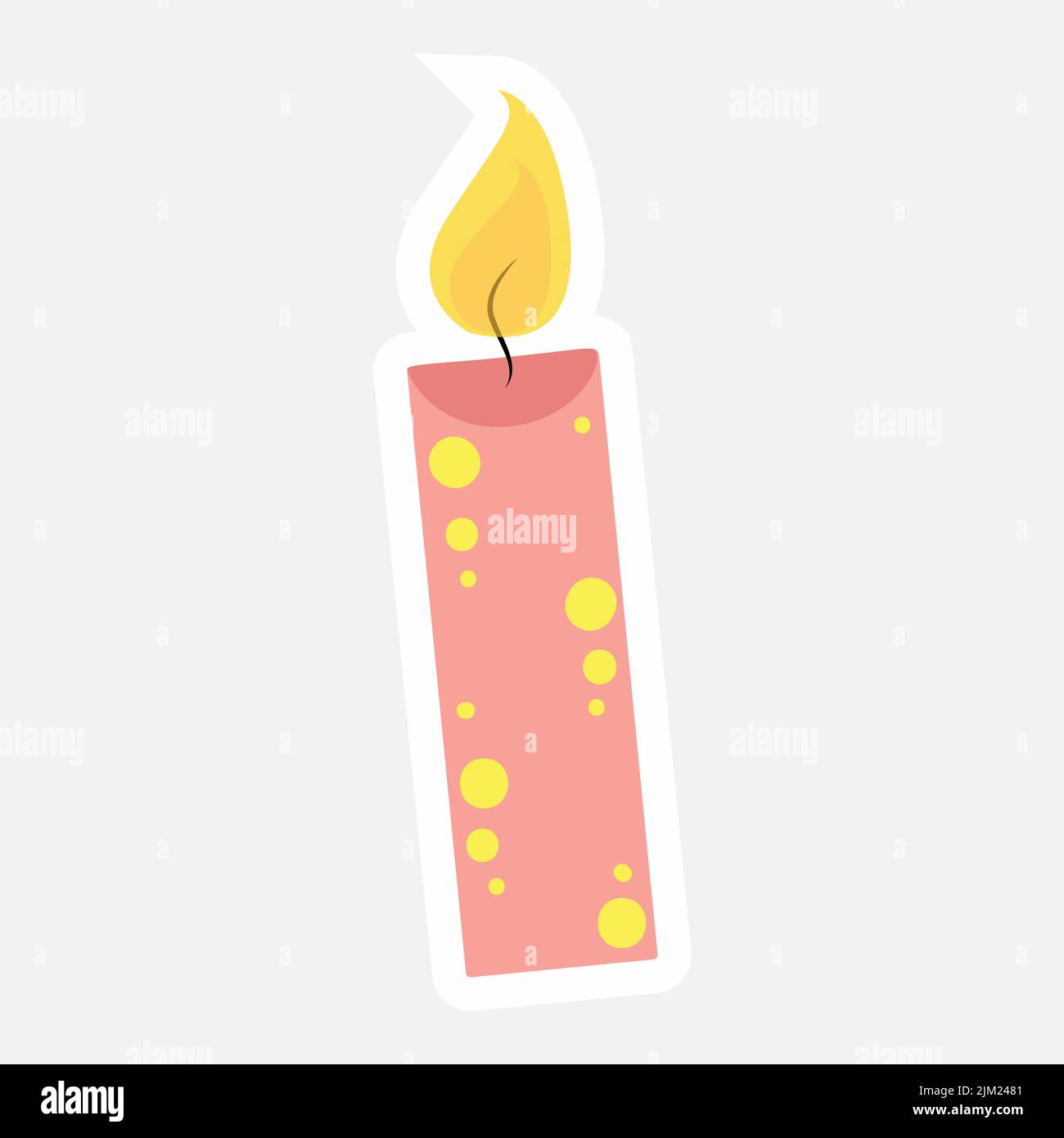 Burning Candle Sticker In Yellow And Orange Color Stock Vector Image ...