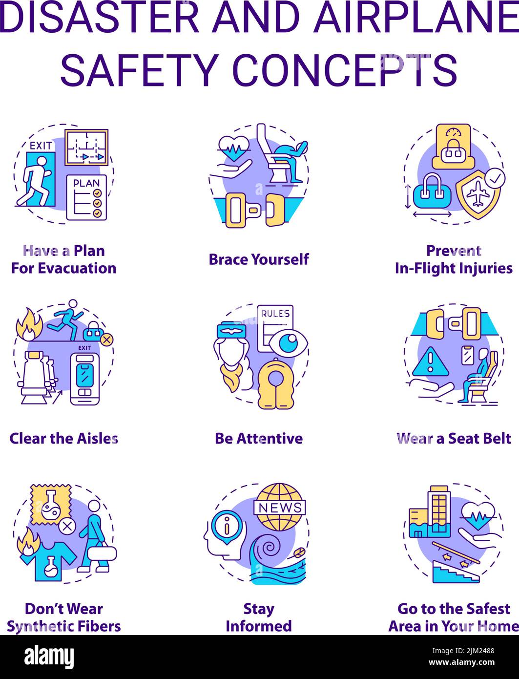 Disaster and airplane safety concept icons set Stock Vector Image & Art ...