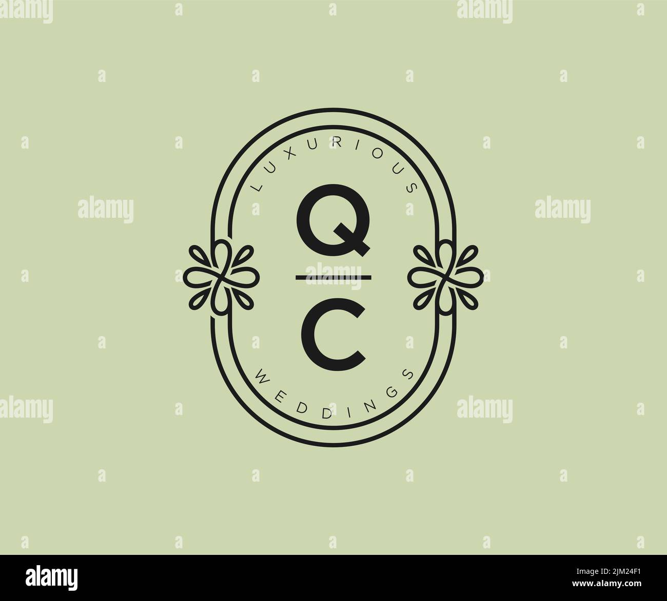 QC Initials letter Wedding monogram logos template, hand drawn modern ...