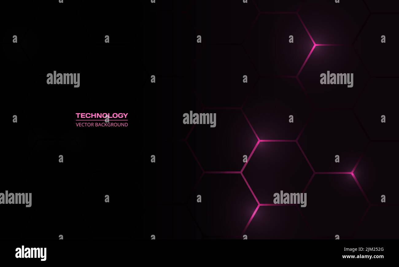 Dark pink hexagonal technology vector abstract background. Pink bright ...