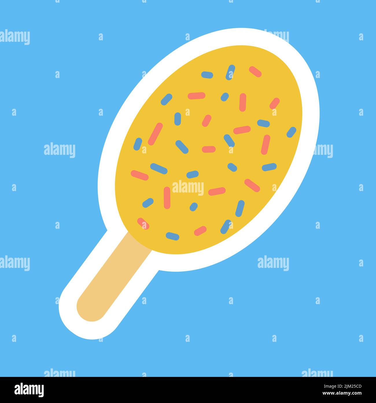 Ice cream on a stick in sweet glaze icon sticker, flat design vector ...