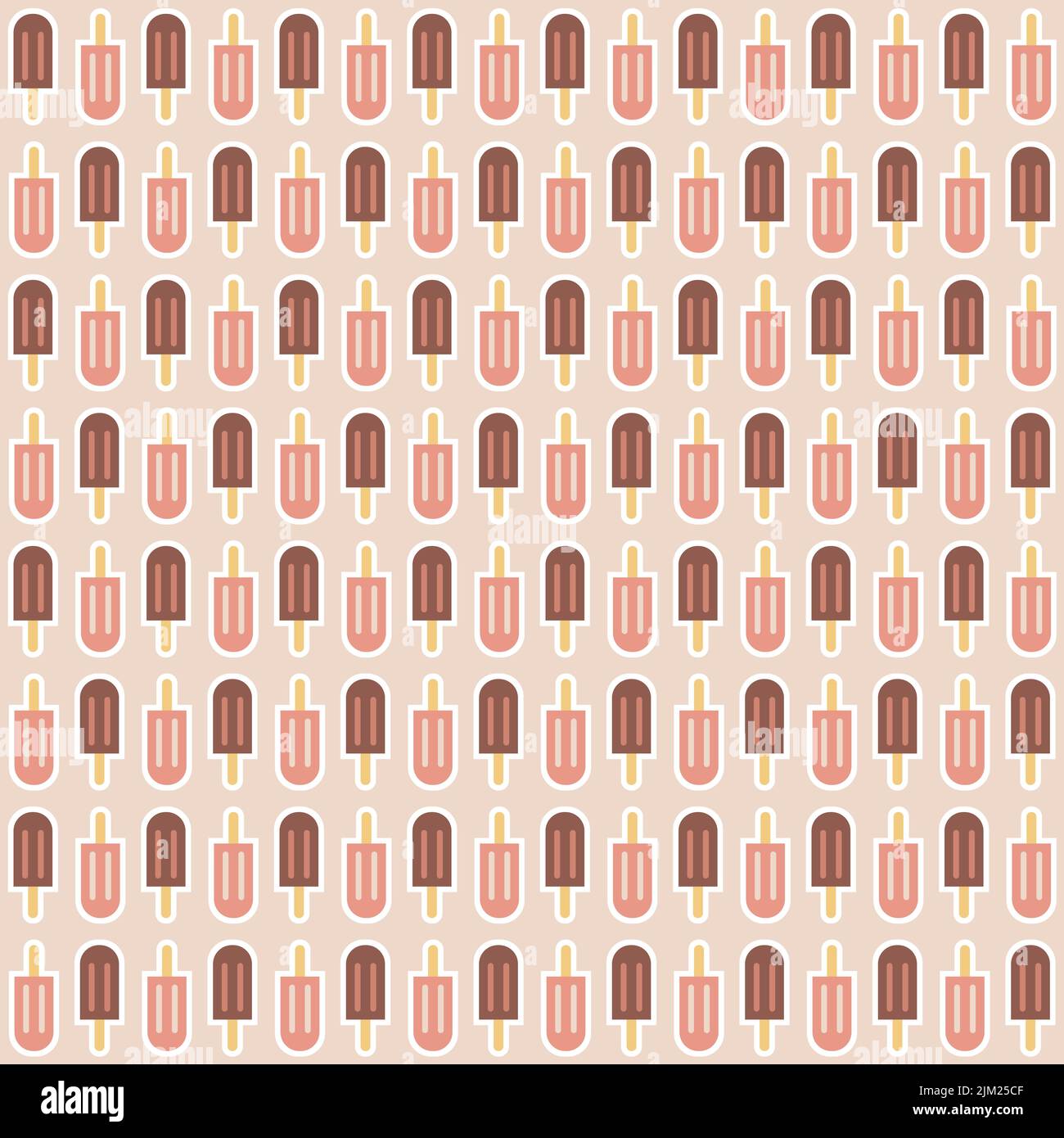Chocolate ice cream on a stick brown beige seamless pattern for textile ...