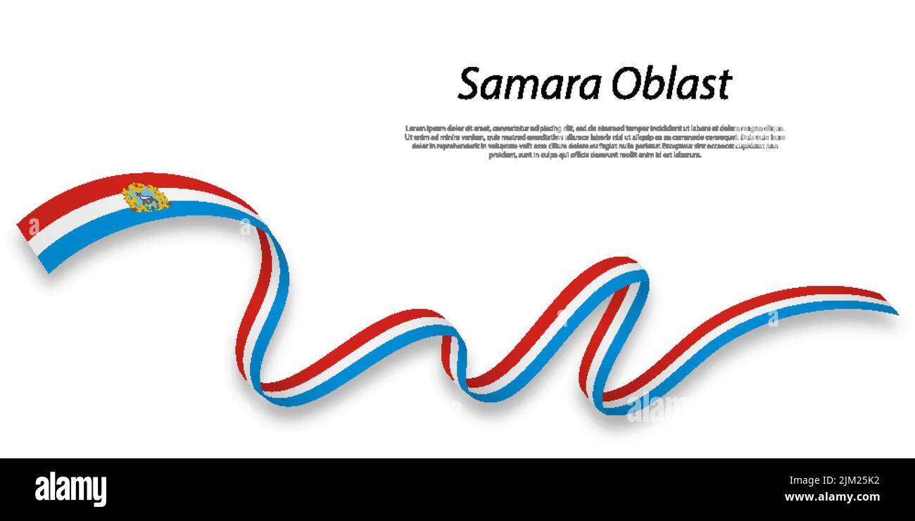Waving ribbon or stripe with flag of Samara Oblast is a region of ...