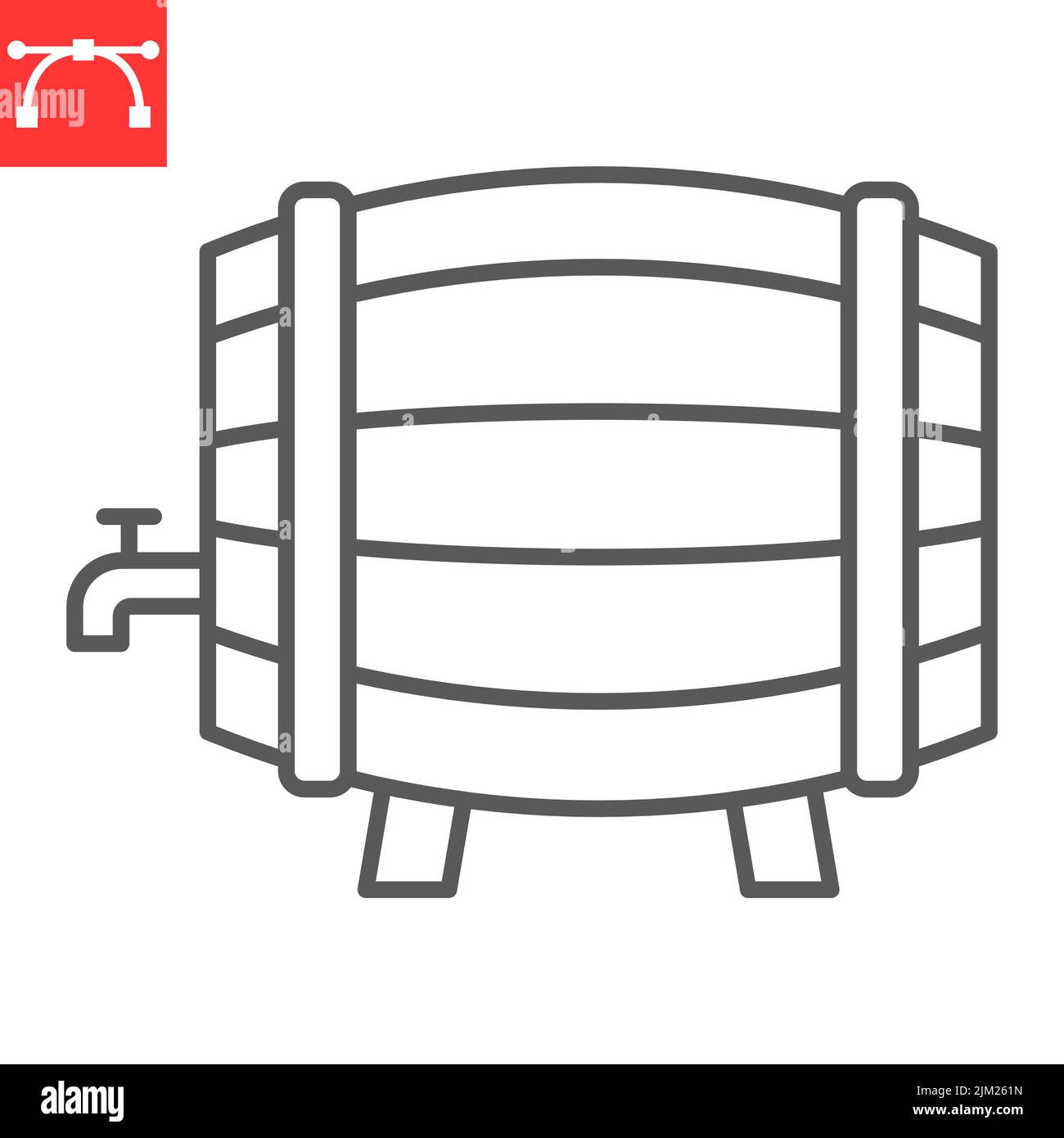 Beer barrel line icon, drink and oktoberfest, wooden beer barrel vector ...