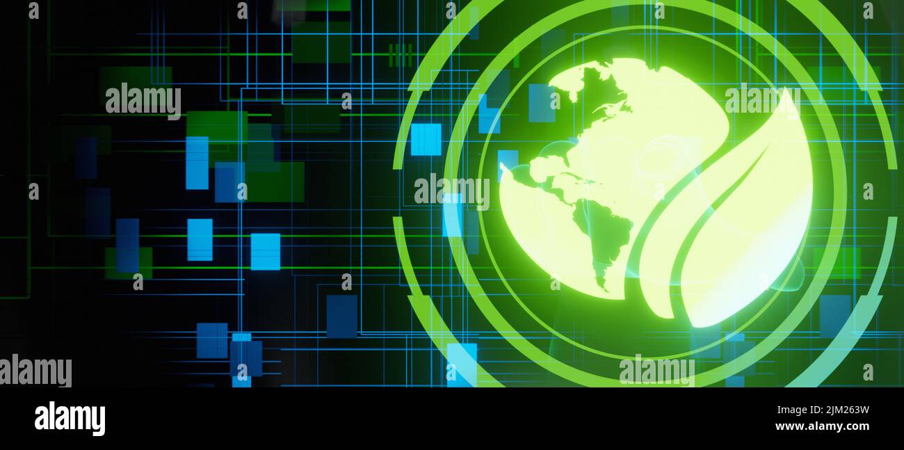 Futuristic environment conservation concept glowing globe map green ...