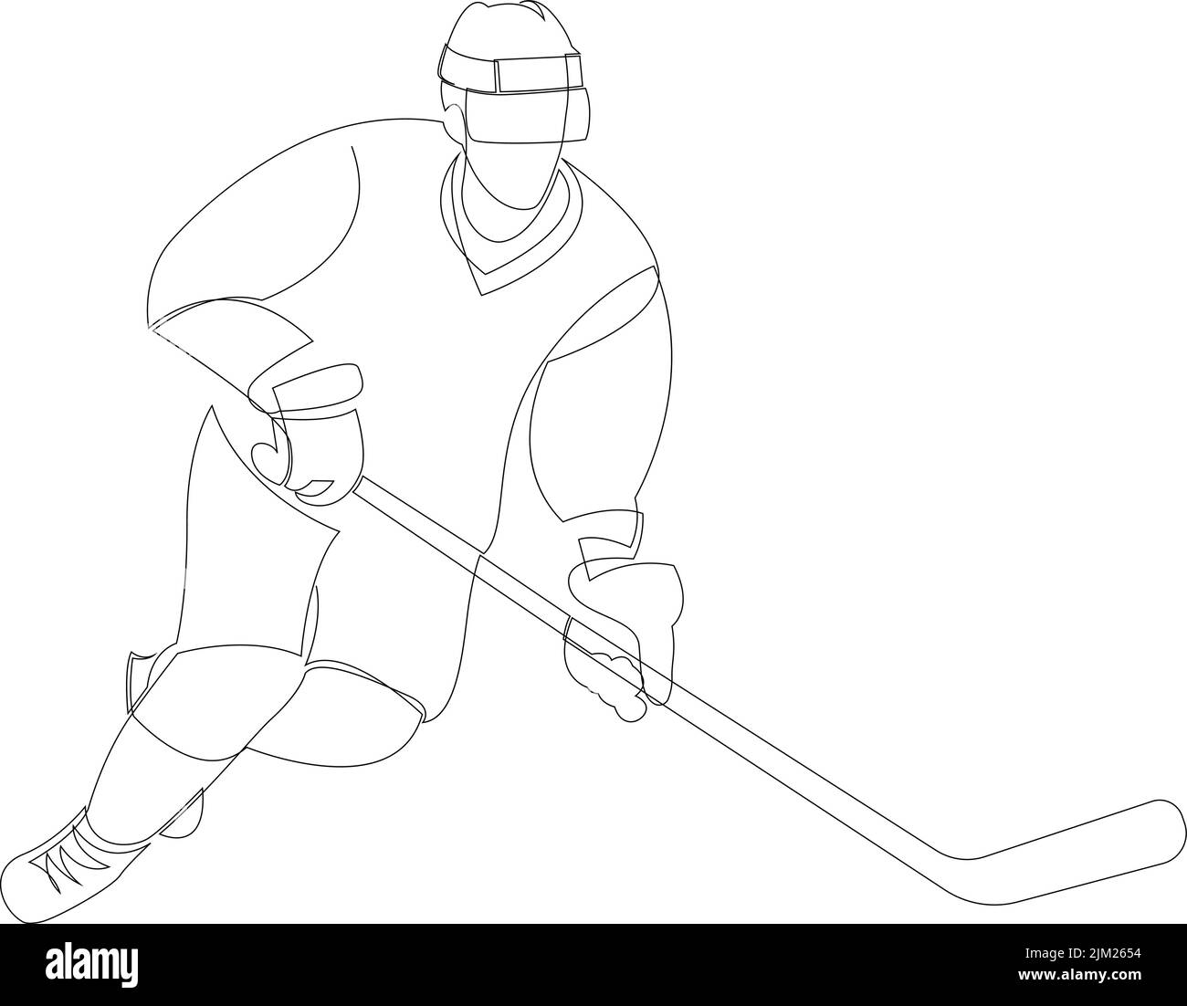 Hockey Player Continuous Line Drawing One Line Vector Illustration
