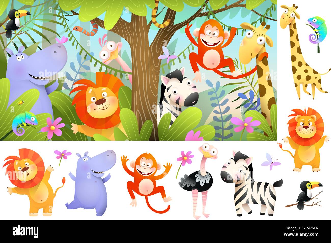 Group african safari animals cartoon hi-res stock photography and ...