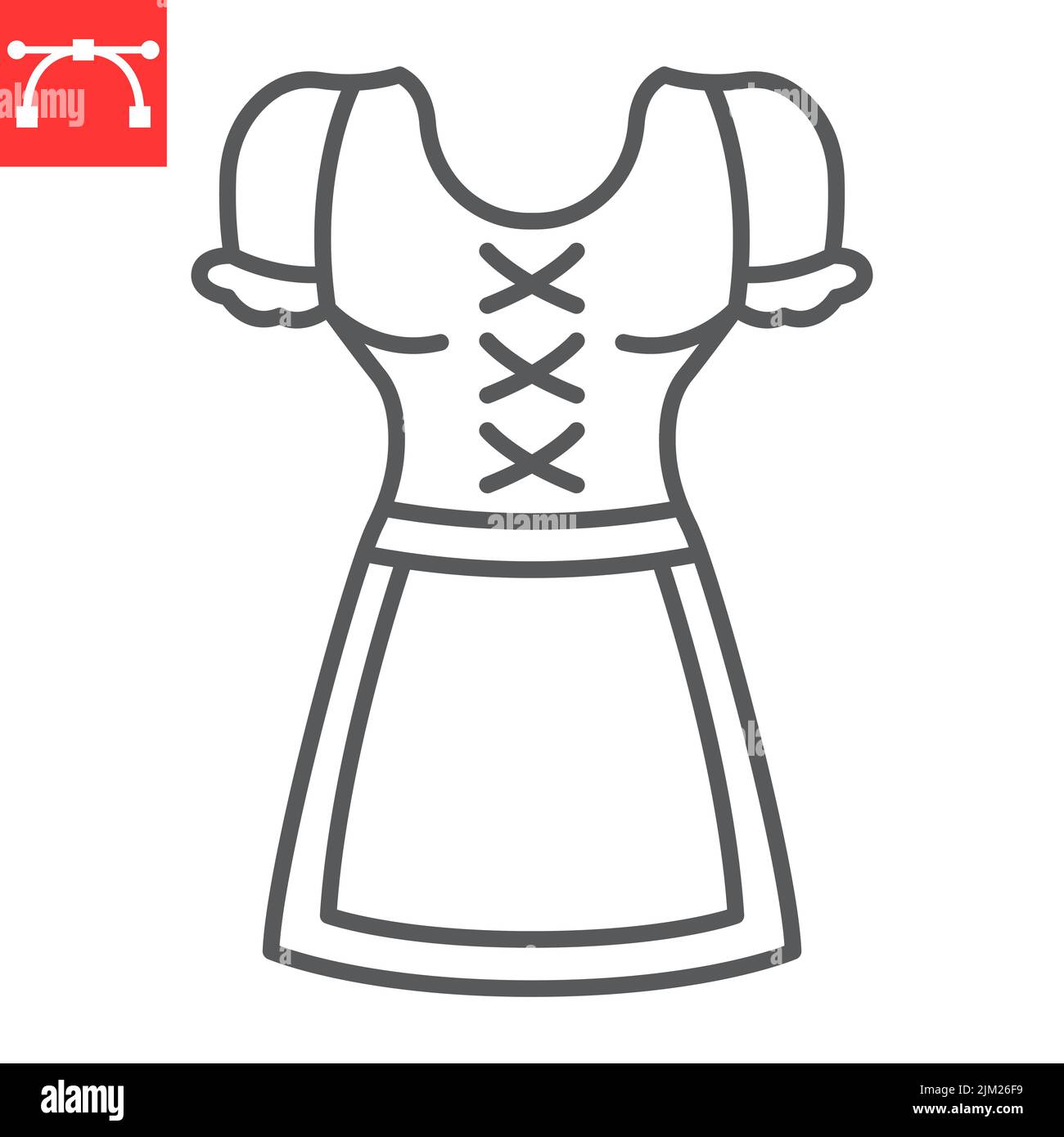 Dirndl line icon, dress and oktoberfest, dirndl vector icon, vector ...
