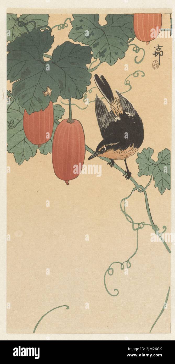 Birds on the Kaki tree. Museum: PRIVATE COLLECTION. Author: OHARA KOSON ...