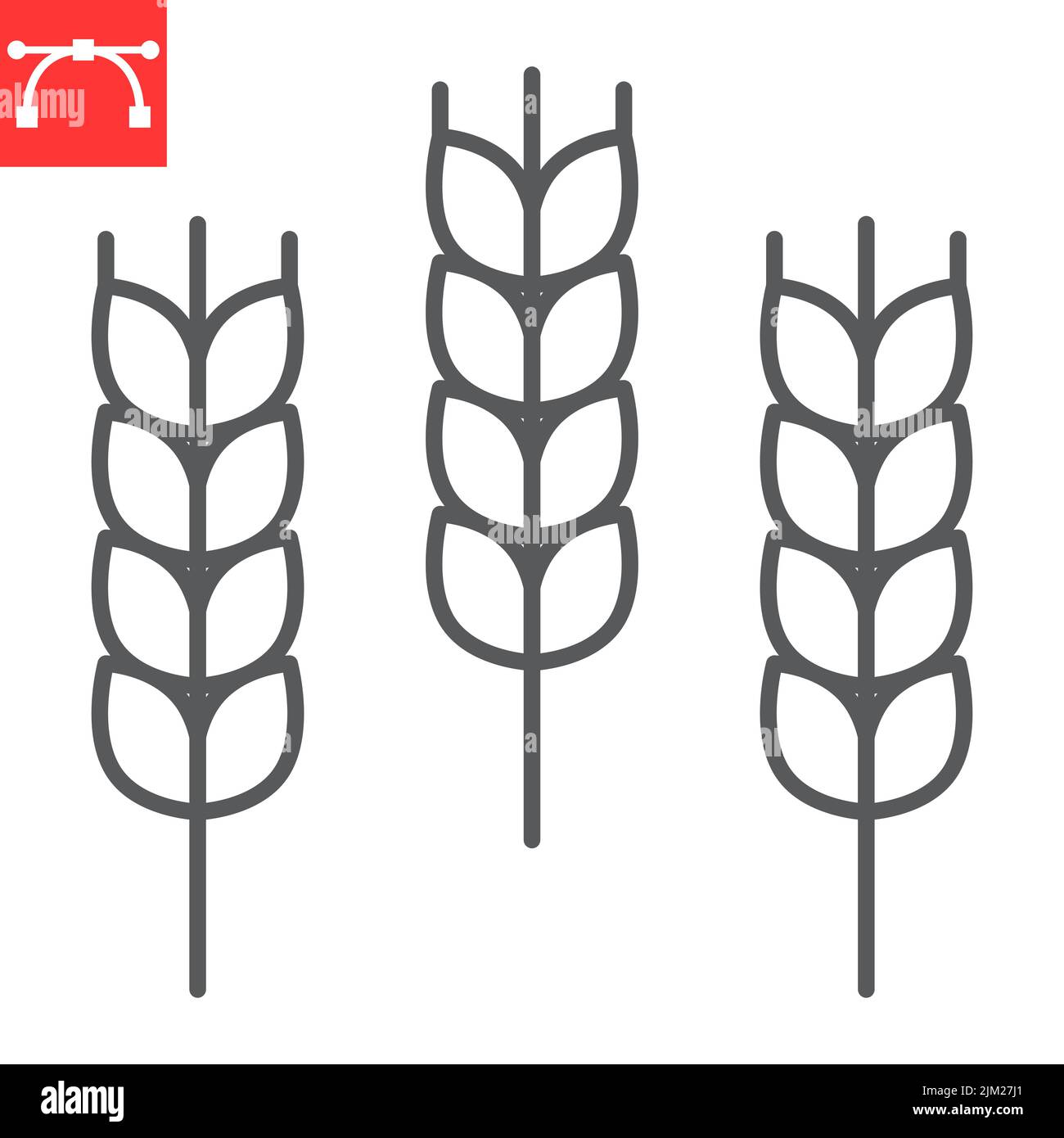 Wheat line icon, barley and gluten free, wheat grain vector icon ...