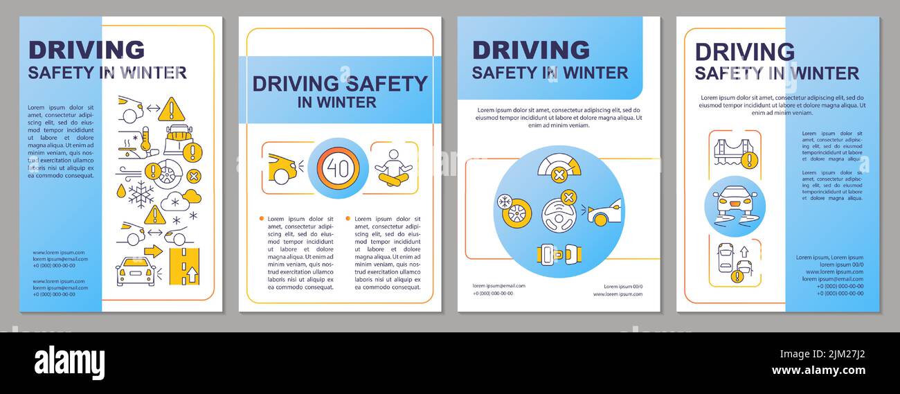 Driving safety in winter blue brochure template Stock Vector Image ...