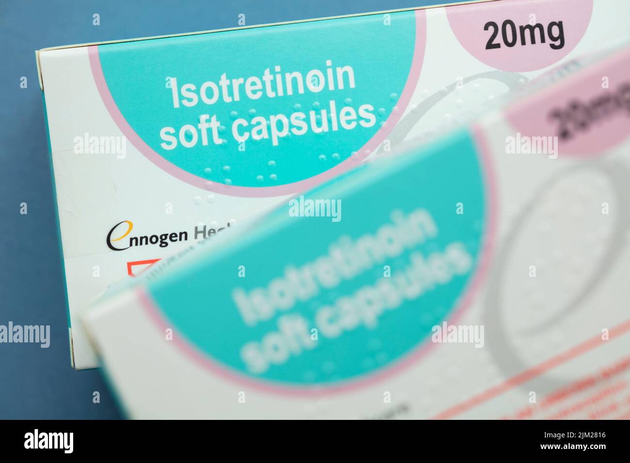 LONDON, UK - August 2022: packs of isotretinoin or roaccutane tablets ...