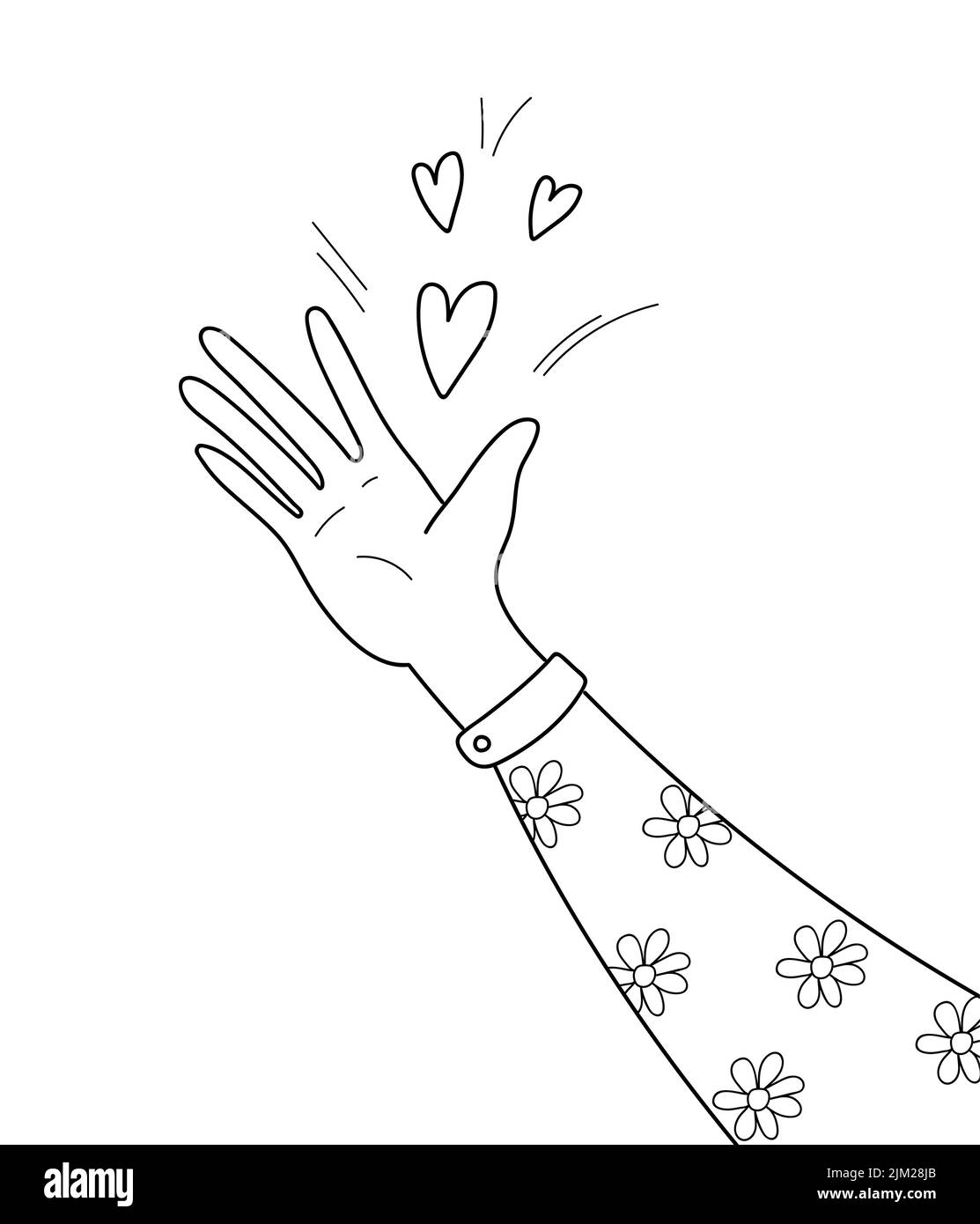 Likes giving concept vector in doodle style. Give hearts as love ...