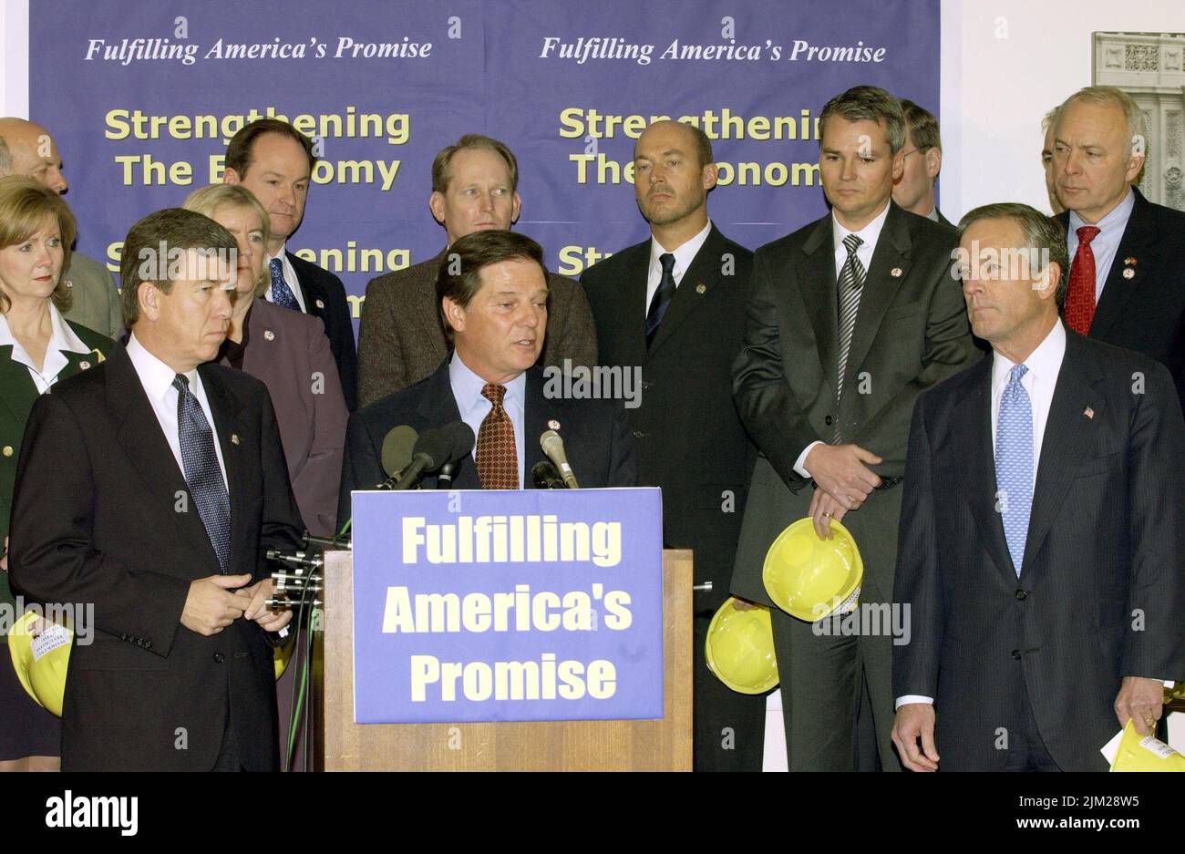Press Conference on President Bush's Economic Growth Plan Stock Photo ...