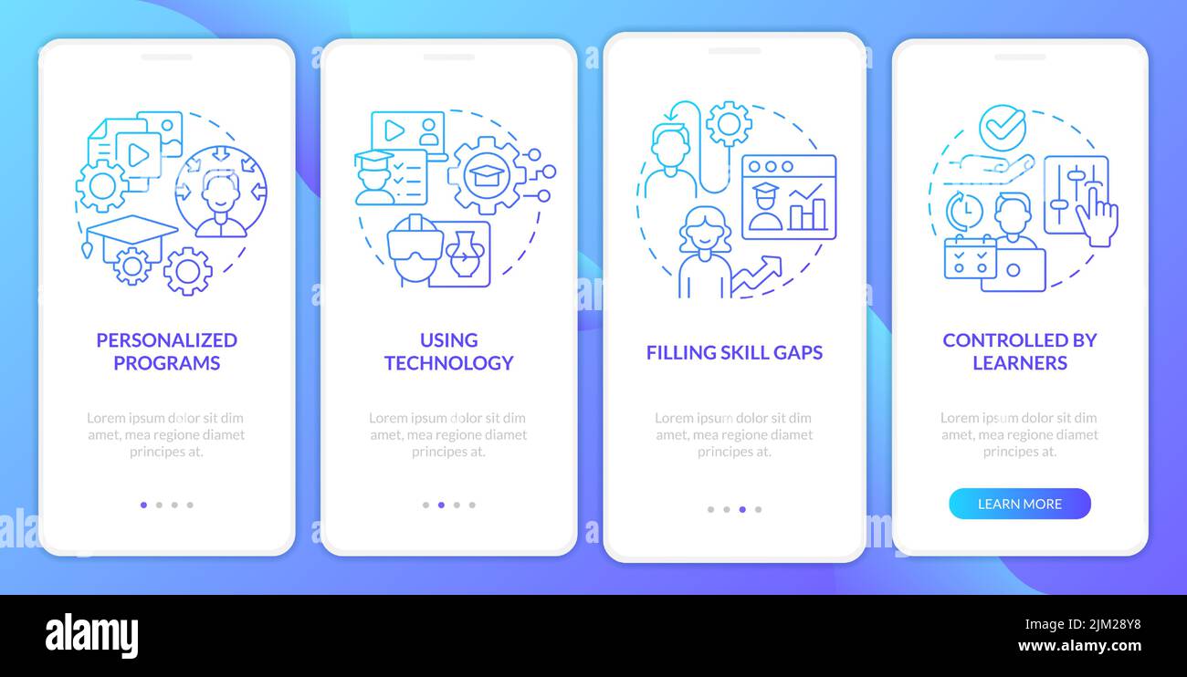 Microtraining best practices blue gradient onboarding mobile app screen Stock Vector Image & Art ...