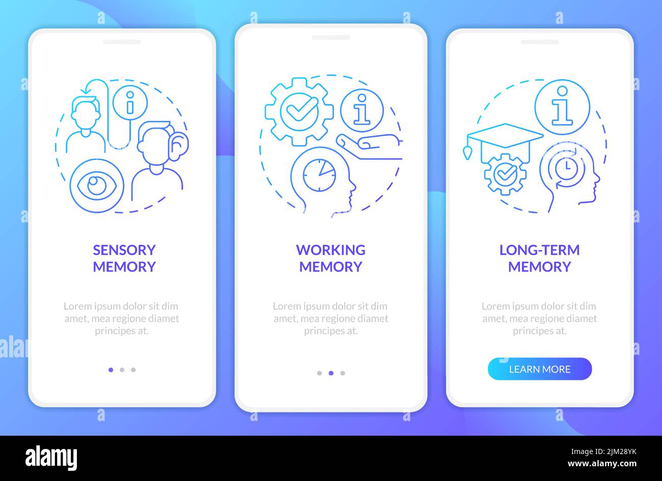Effective knowledge retention blue gradient onboarding mobile app ...