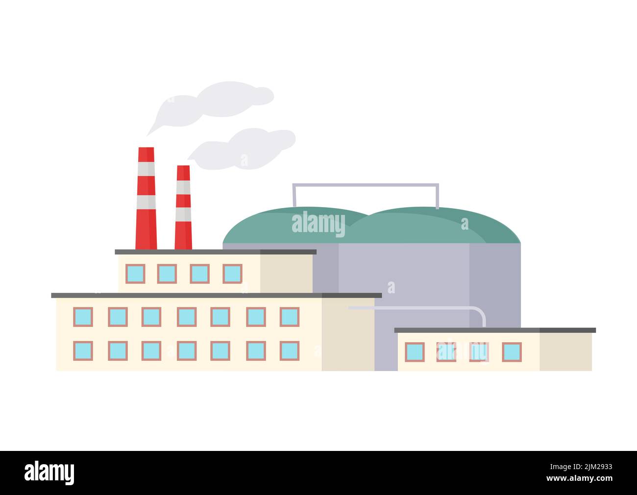 Manufacturing industrial building. Factory pipes with smoke, power ...