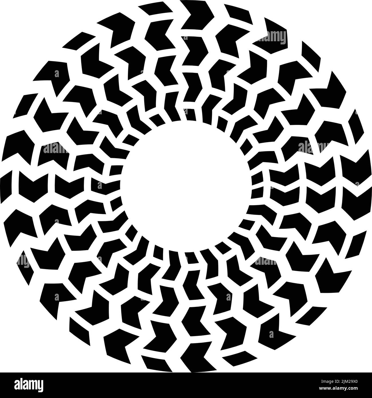 A circular tire track texture with tread marks on a white background ...